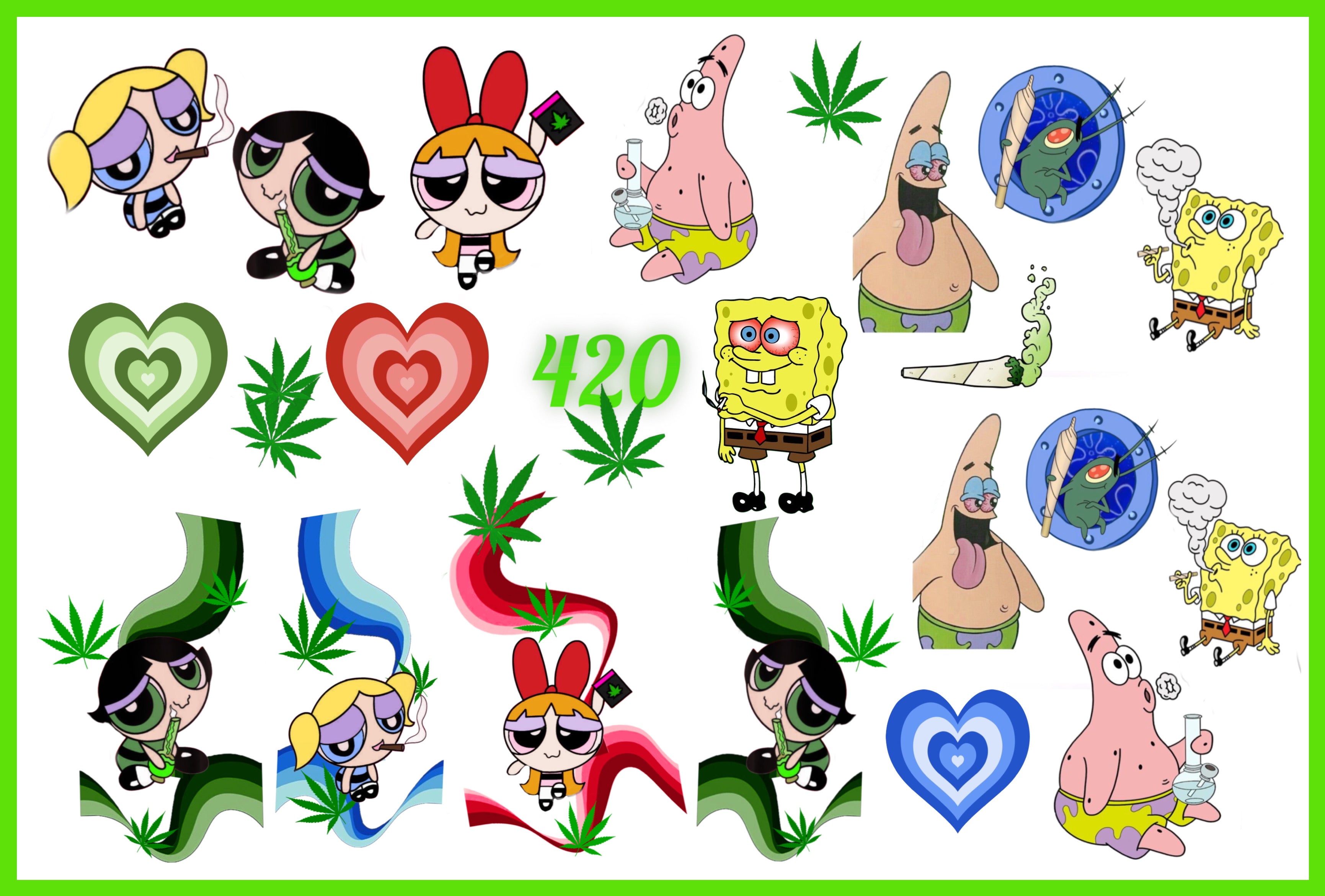 420 Cartoons - Premium Water Decals