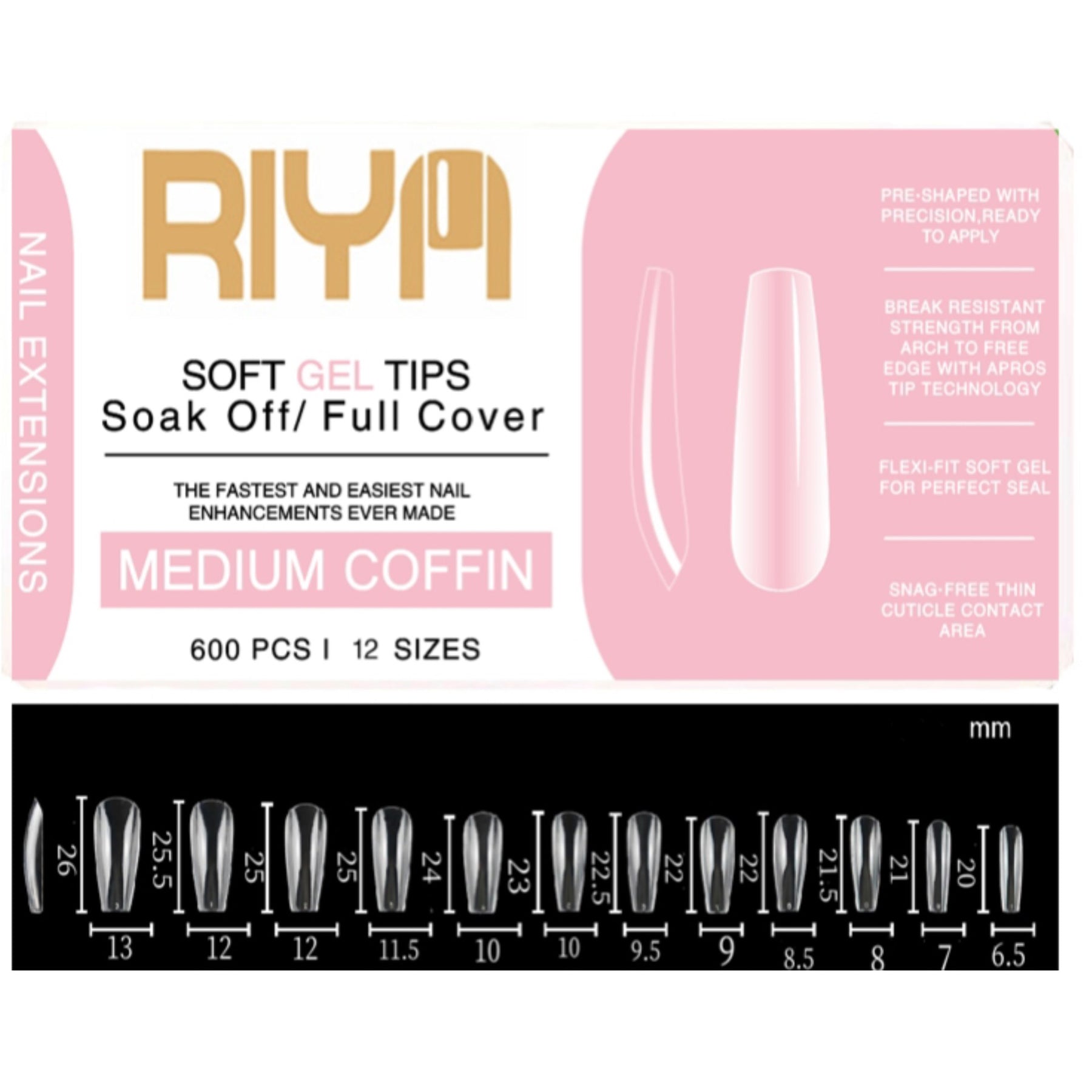 Soft Gel Tips - Natural Coffin